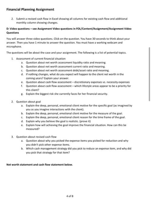 Financial Planning Assignment Introduction Your | Chegg.com