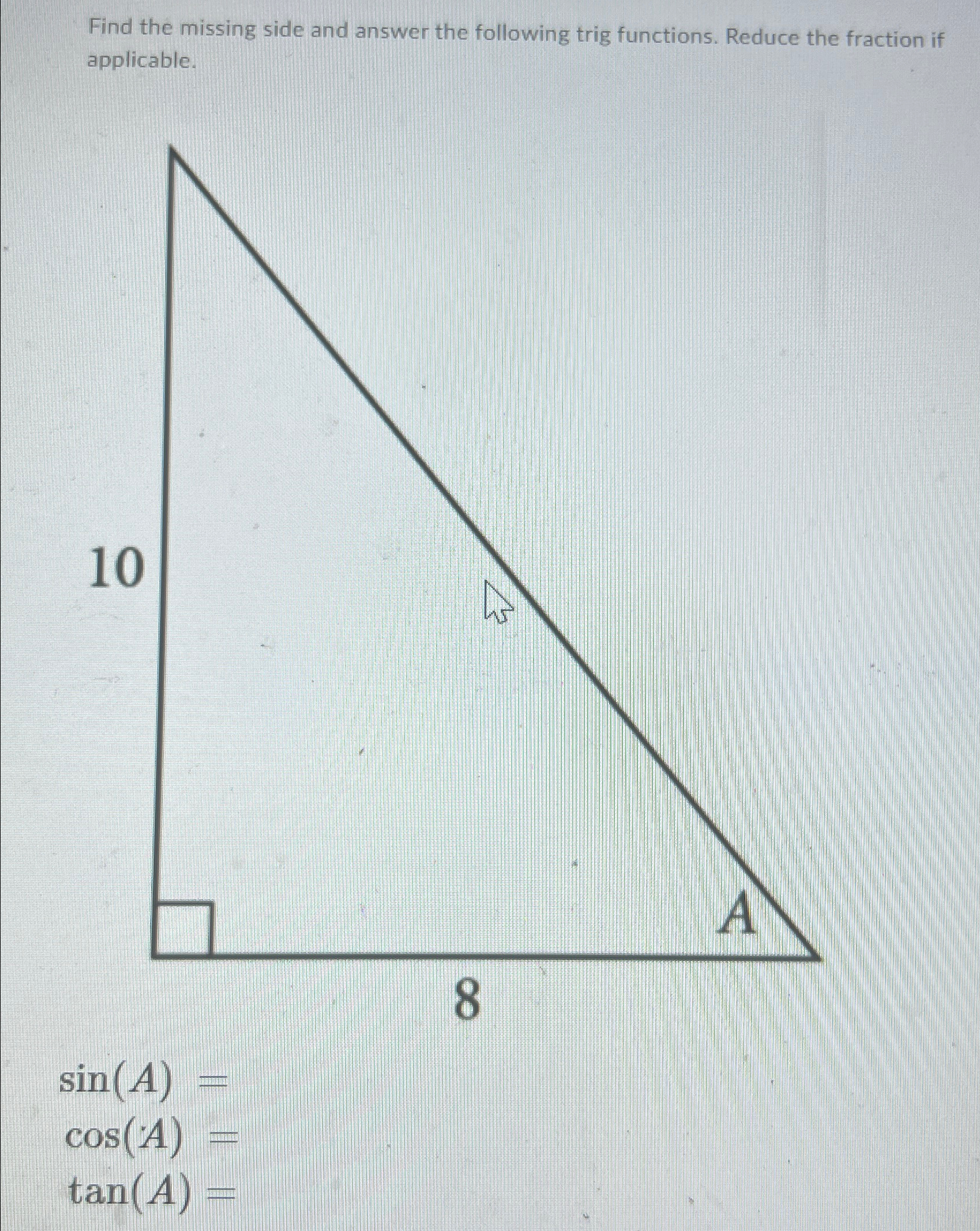 Solved Find the missing side and answer the following trig | Chegg.com