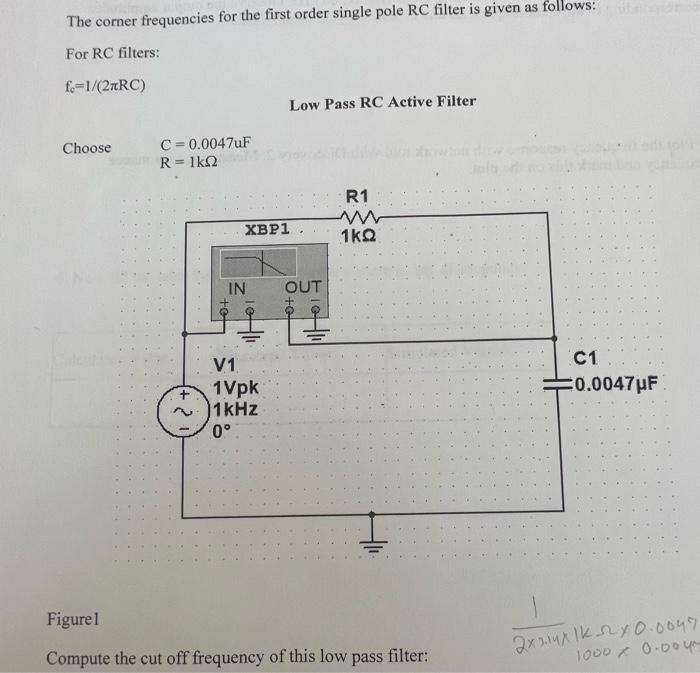 Solved The corner frequencies for the first order single | Chegg.com