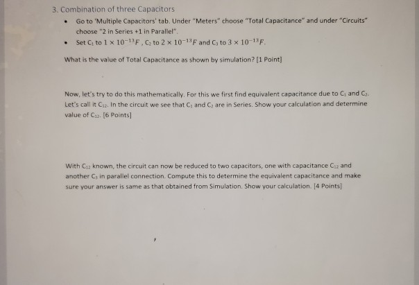 Solved . 3. Combination of three Capacitors Go to Multiple | Chegg.com