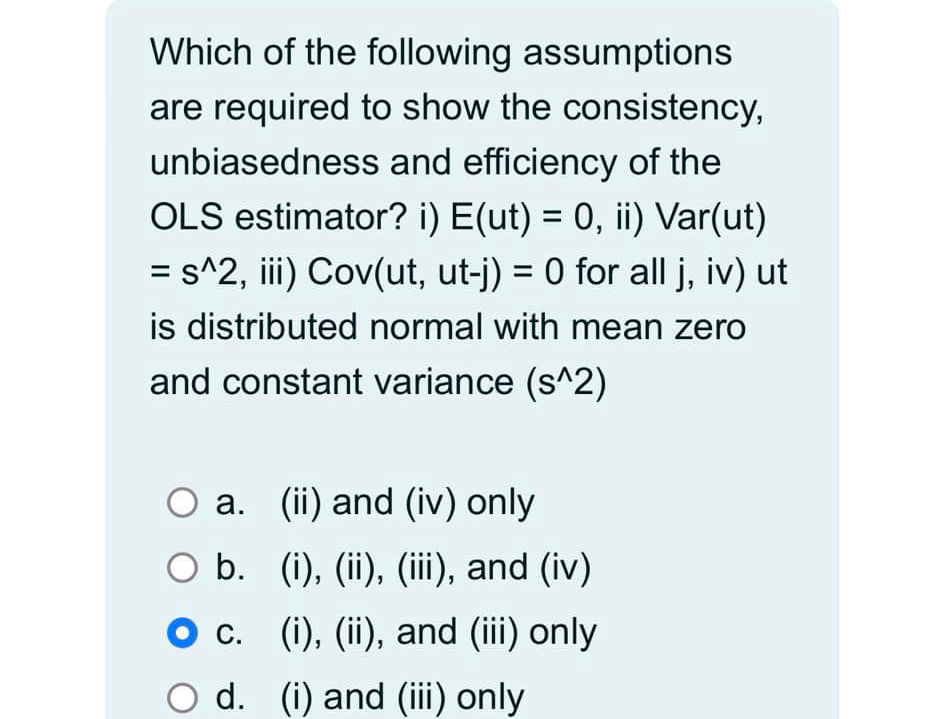 Solved Which of the following assumptions are required to | Chegg.com