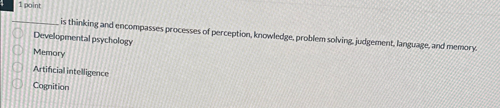 Solved 1 ﻿pointq, ﻿is thinking and encompasses processes of | Chegg.com