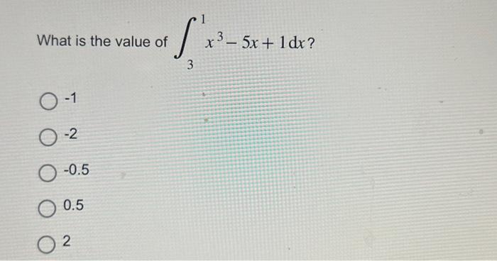Solved What is the value of ∫31x3−5x+1dx? −1 −2 −0.5 0.5 2 | Chegg.com