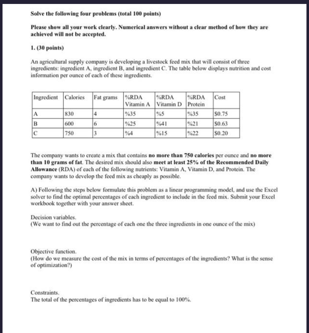 Solved Please show step by step in excel and excel solver ti | Chegg.com