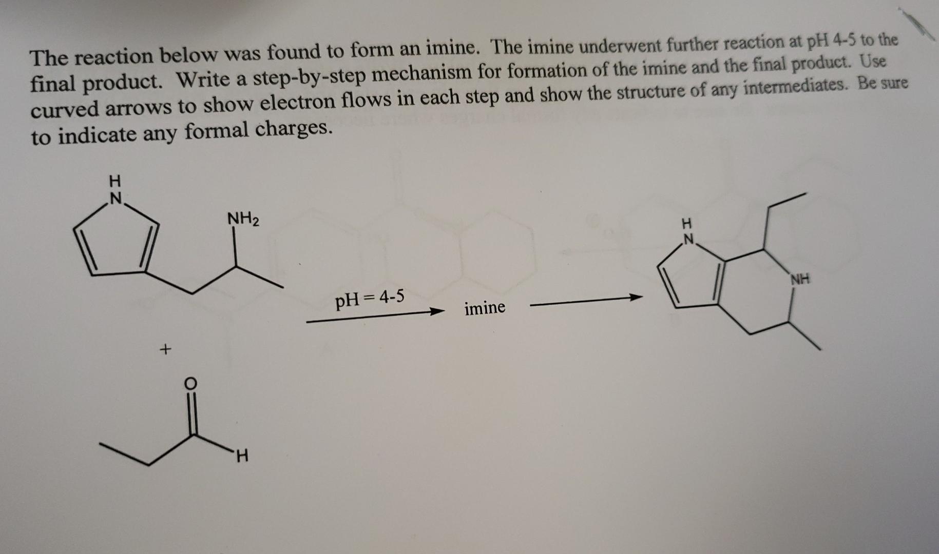Solved The reaction below was found to form an imine. The | Chegg.com