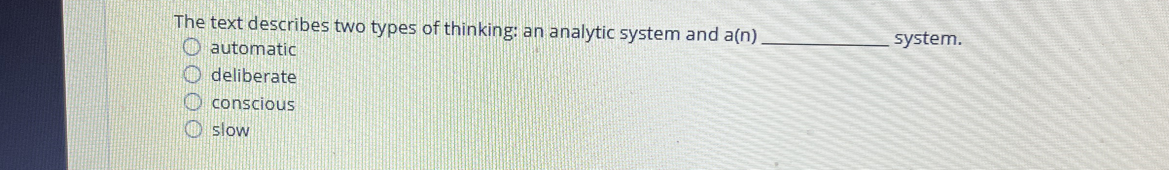 Solved The text describes two types of thinking: an analytic | Chegg.com