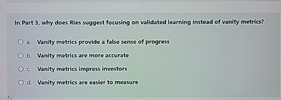 Solved In Part 3, ﻿why does Ries suggest focusing on | Chegg.com