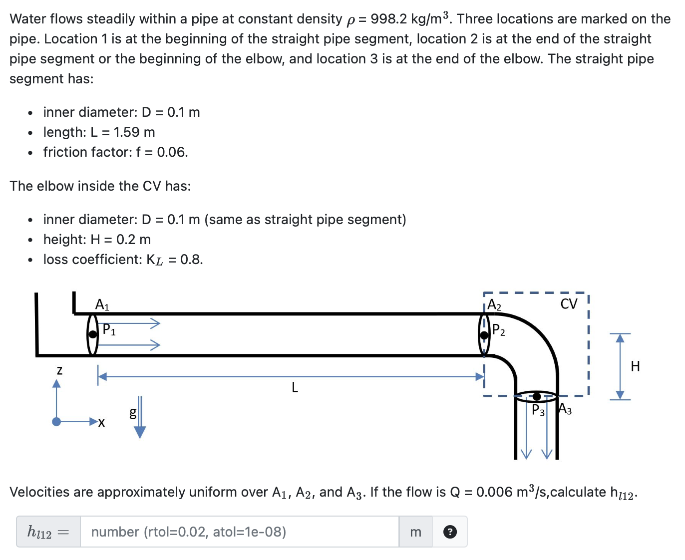 Solved Water flows steadily within a pipe at constant | Chegg.com