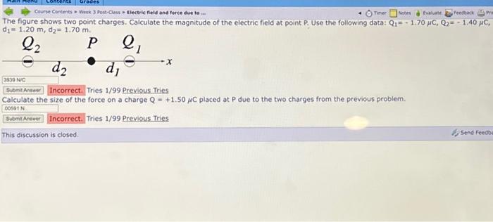 Solved The figure shows two point charges. Calculate the | Chegg.com