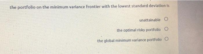 Solved the portfolio on the minimum variance frontier with | Chegg.com