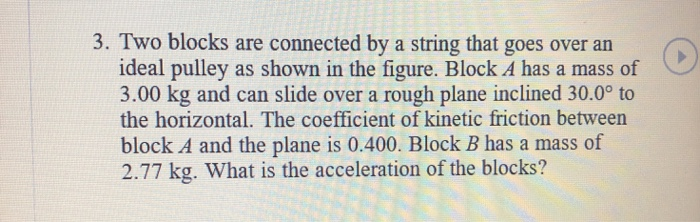 Solved 3. Two blocks are connected by a string that goes | Chegg.com