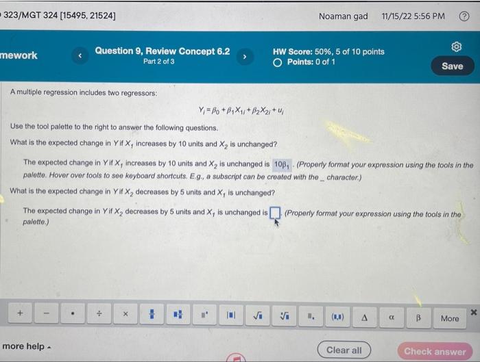 Solved A multiple regression includes two regressors: | Chegg.com