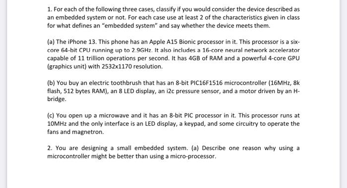 Solved 1. For each of the following three cases, classify if | Chegg.com