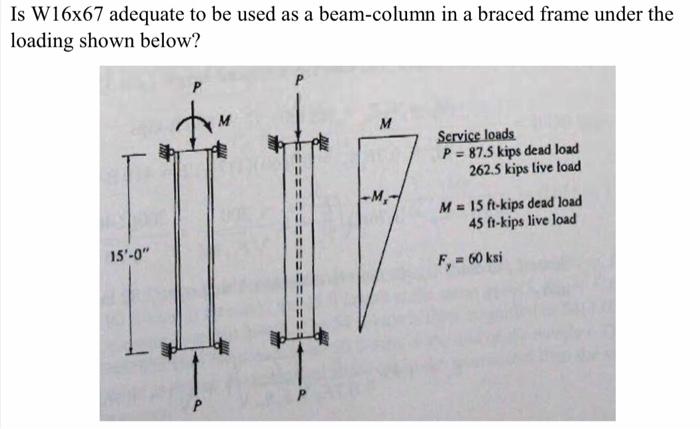 Solved Is W16x67 adequate to be used as a beam-column in a | Chegg.com