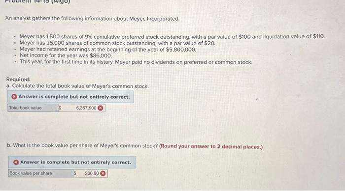 Solved An analyst gathers the following information about | Chegg.com