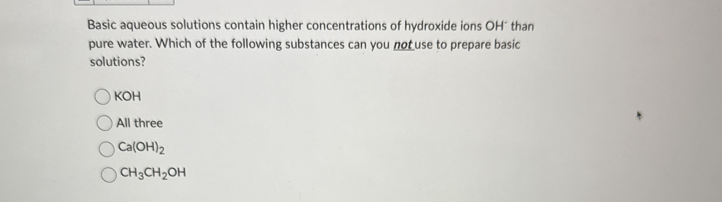 Solved Basic aqueous solutions contain higher concentrations | Chegg.com
