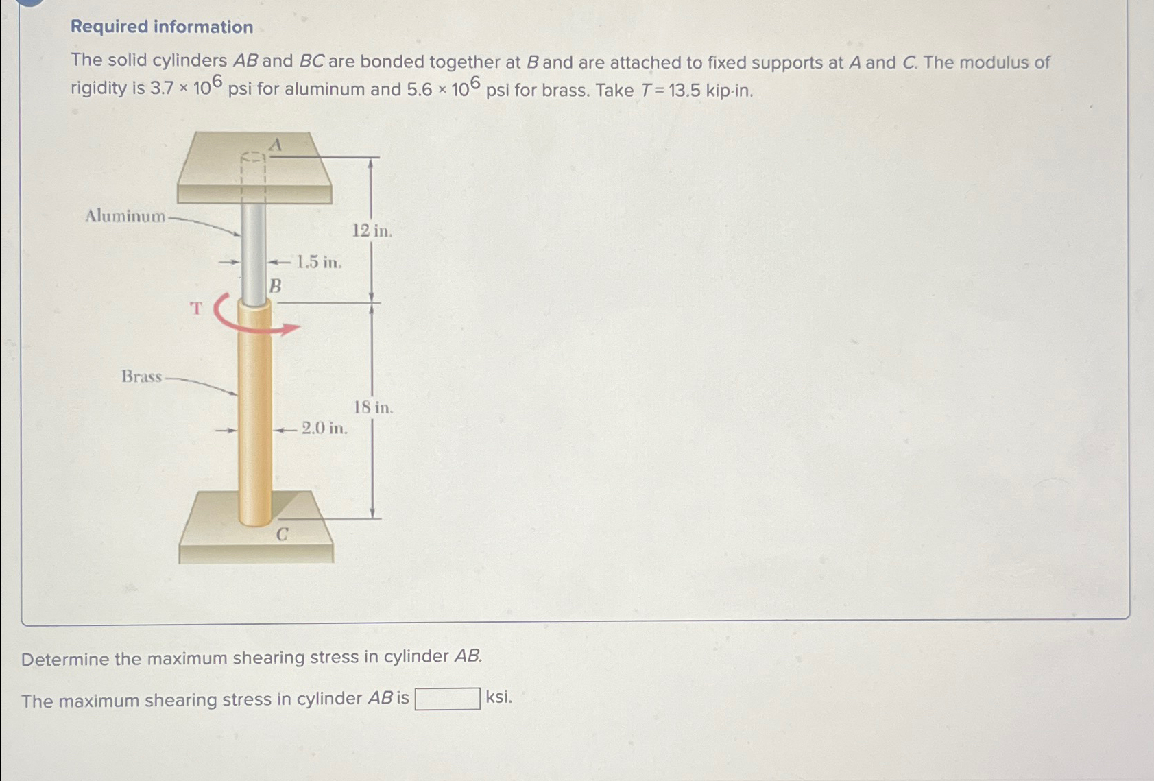 Solved Required informationThe solid cylinders AB ﻿and BC | Chegg.com