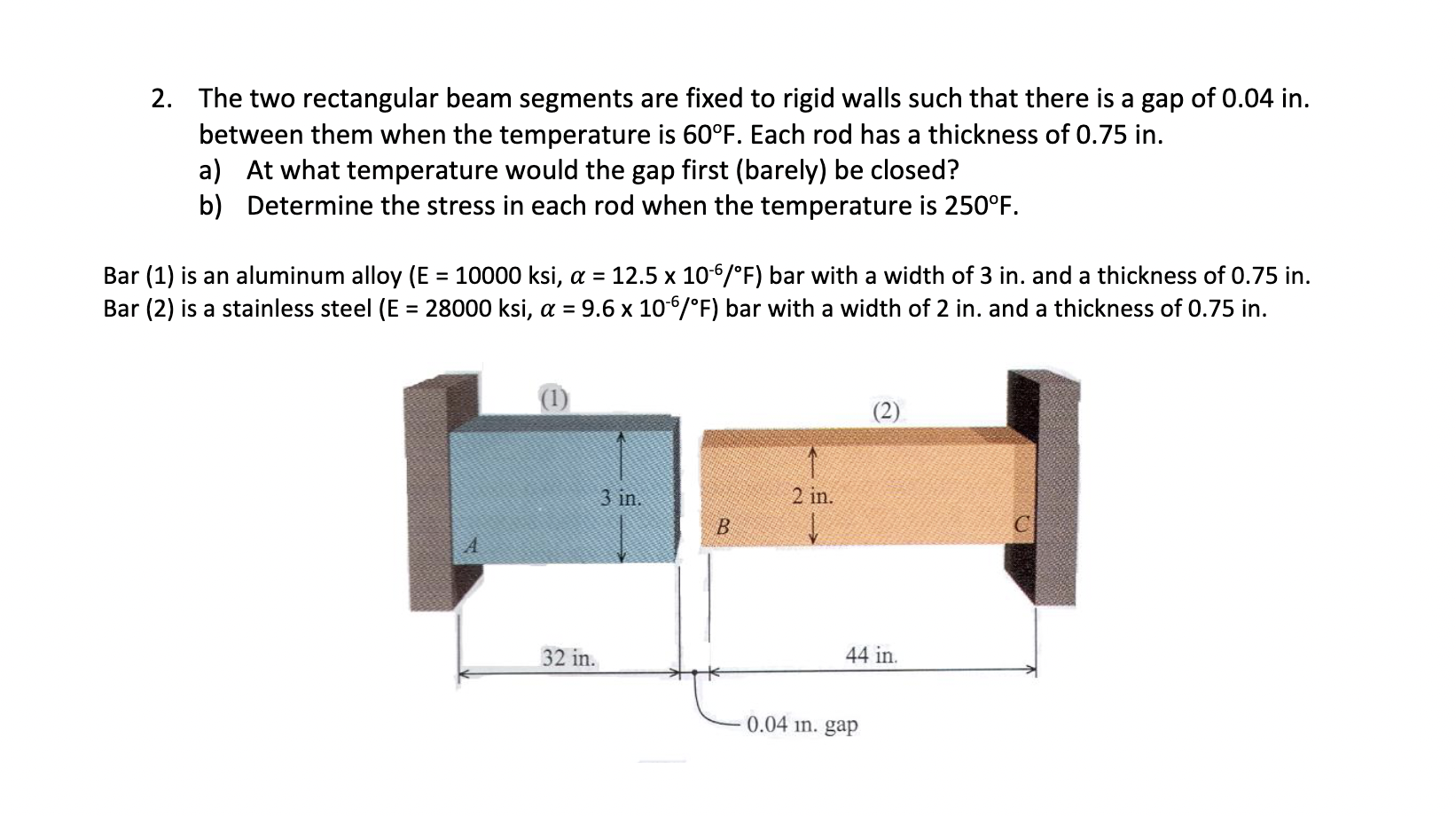 Solved The two rectangular beam segments are fixed to ﻿rigid | Chegg.com