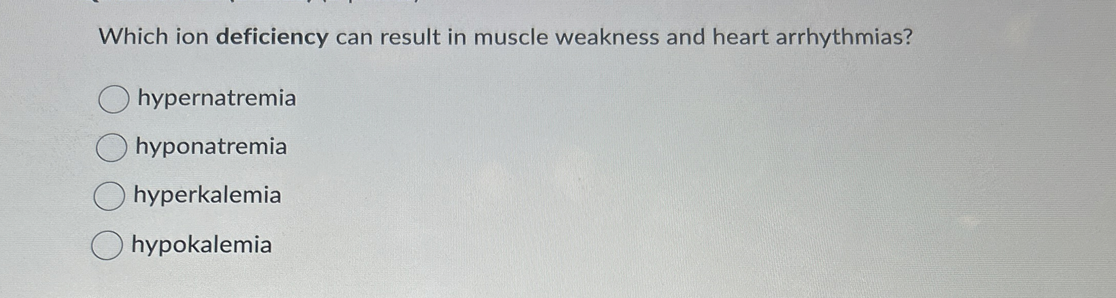 Solved Which ion deficiency can result in muscle weakness | Chegg.com
