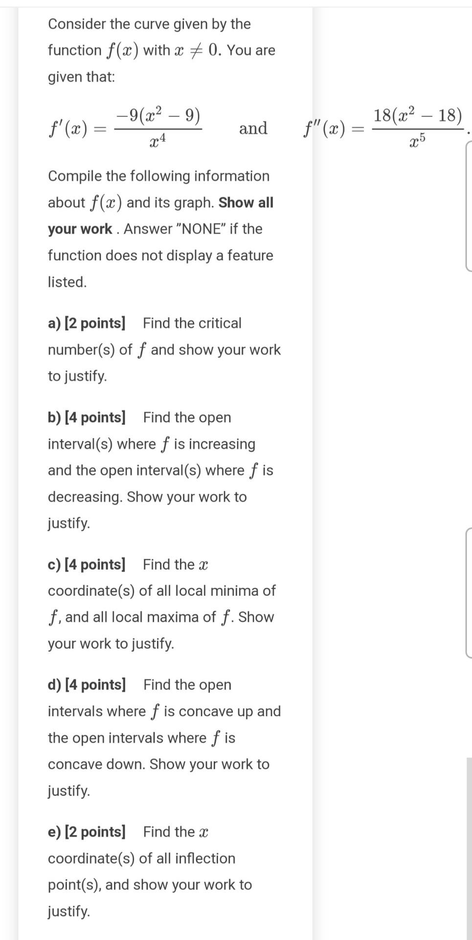 Solved Consider the curve given by the function f(x) with x | Chegg.com