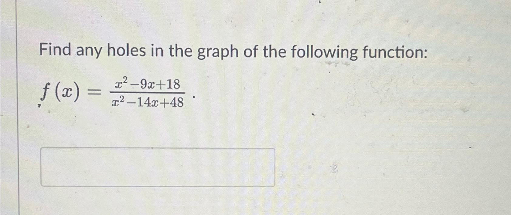 Solved Find any holes in the graph of the following | Chegg.com