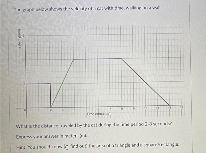 Solved The graph below shows the velocity of a cat with | Chegg.com
