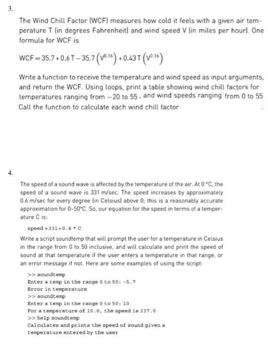 Solved The Wind Chill Factor [WCF] measures how cold it | Chegg.com