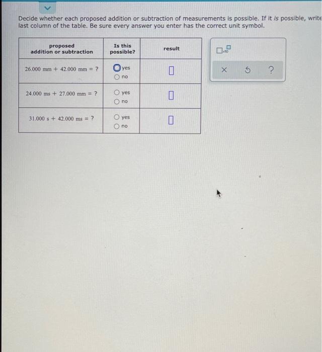 Solved Decide whether each proposed addition or subtraction | Chegg.com