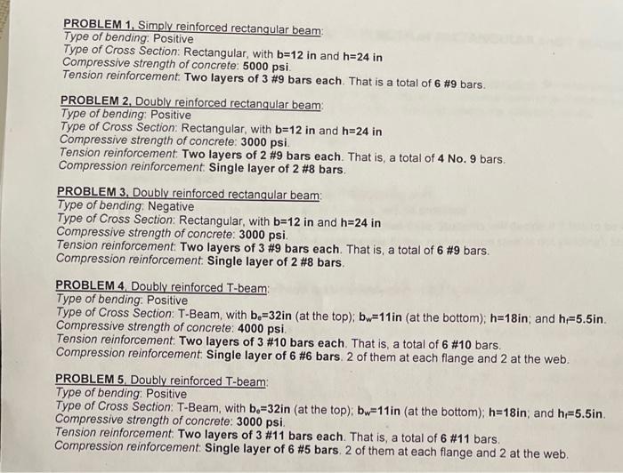 Solved PROBLEM 1. Simply reinforced rectangular beam Type of | Chegg.com
