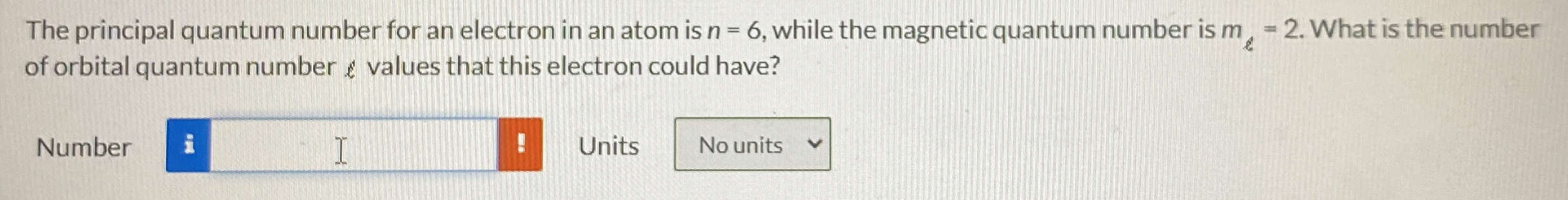 Solved The principal quantum number for an electron in an | Chegg.com