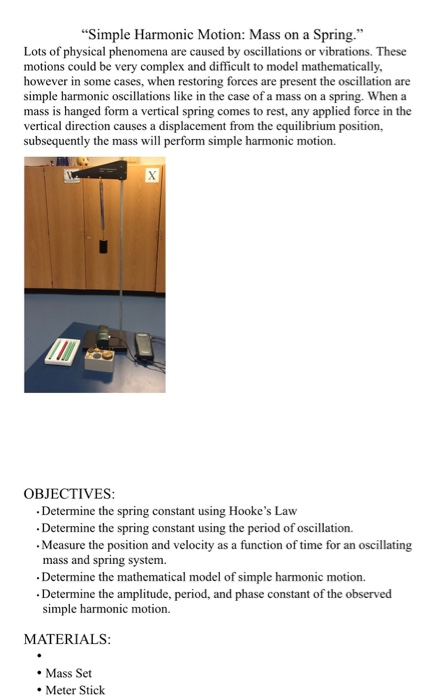 Solved "Simple Harmonic Motion: Mass on a Spring." Lots of | Chegg.com