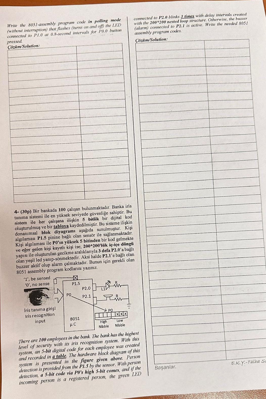 Write the 8051 -assembly program code in polling | Chegg.com