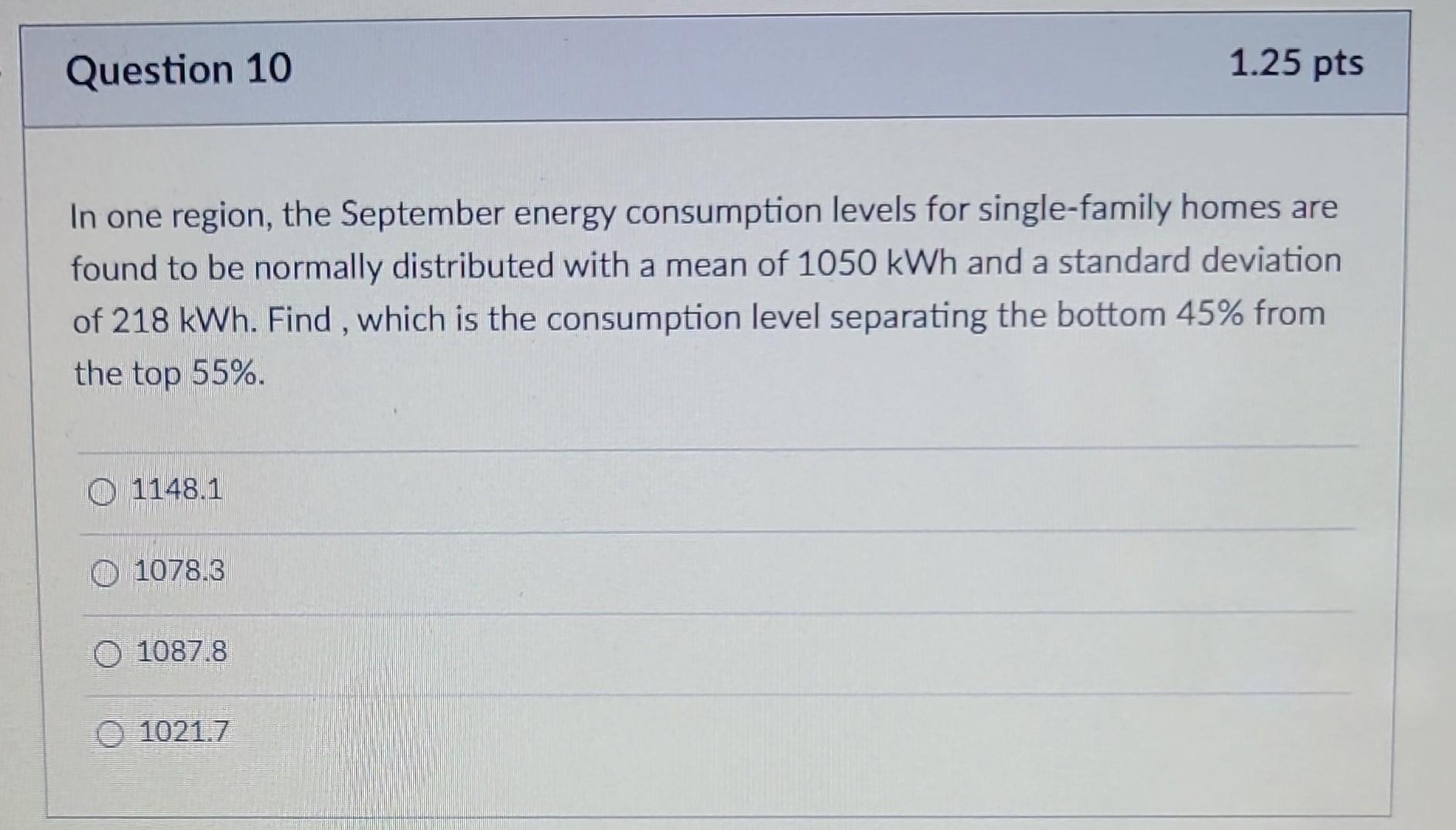Solved In one region, the September energy consumption | Chegg.com