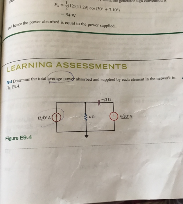 Solved and hence the power absorbed is equal to the power | Chegg.com