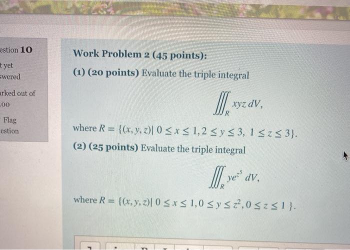 Solved courses / Multivariate Calculus - Work Problem 2 (45 | Chegg.com