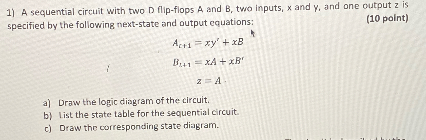 Solved A sequential circuit with two D ﻿flip-flops A and B, | Chegg.com