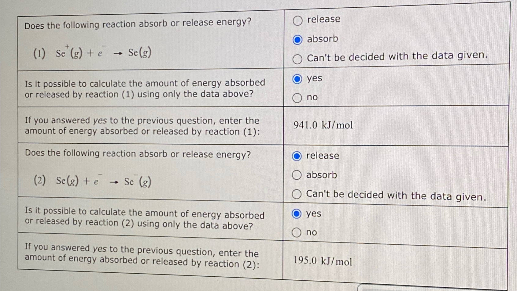 Solved Consider the following data for selenium: Atomic | Chegg.com