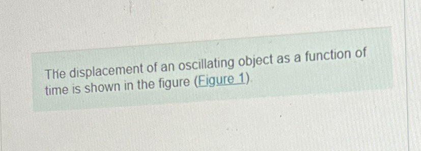 Solved The displacement of an oscillating object as a | Chegg.com