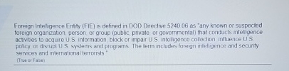 Solved Foreign Inteligence Entity (FIE) ﻿is defined in DOD | Chegg.com