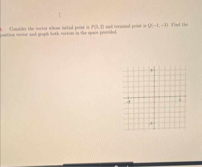 Solved Consider the vector whose initial point is P(5,2) and | Chegg.com