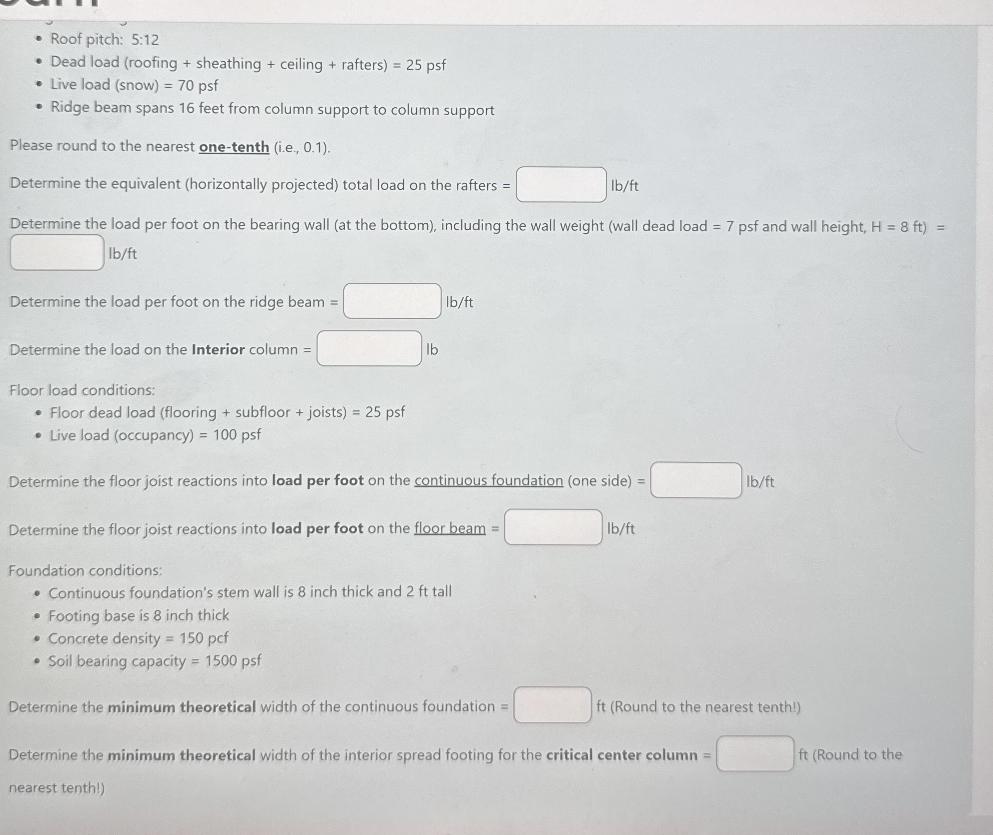 Solved Roof pitch: 5:12Dead load (roofing + ﻿sheathing + | Chegg.com