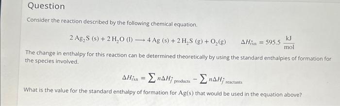Solved Consider the reaction described by the following | Chegg.com