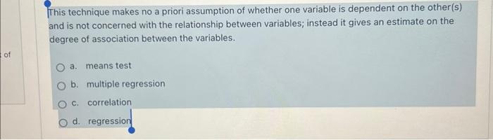 Solved his technique makes no a priori assumption of whether | Chegg.com