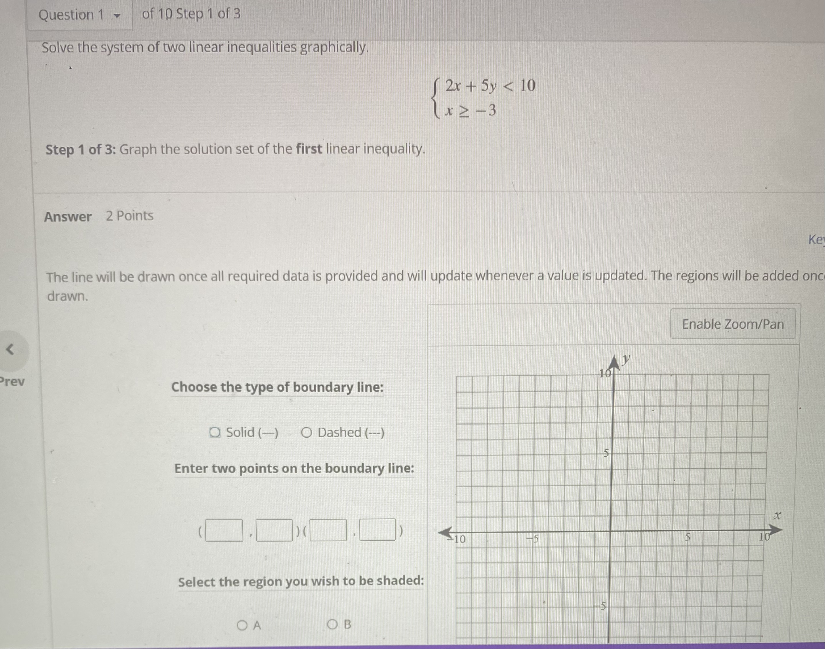 Solved Solve the system of two linear inequalities | Chegg.com