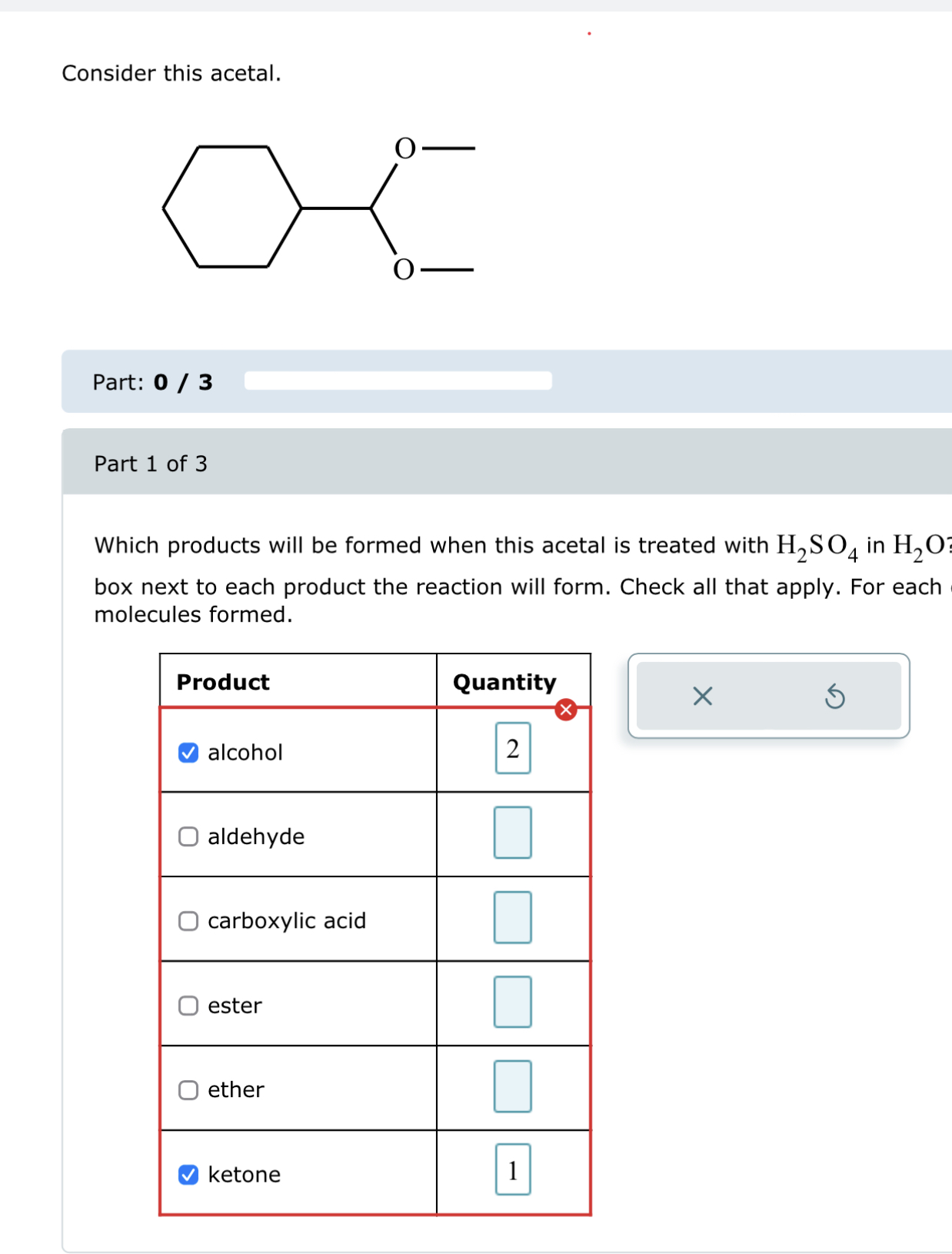 Solved Consider this acetal.Part: 03Part 1 ﻿of 3Which | Chegg.com