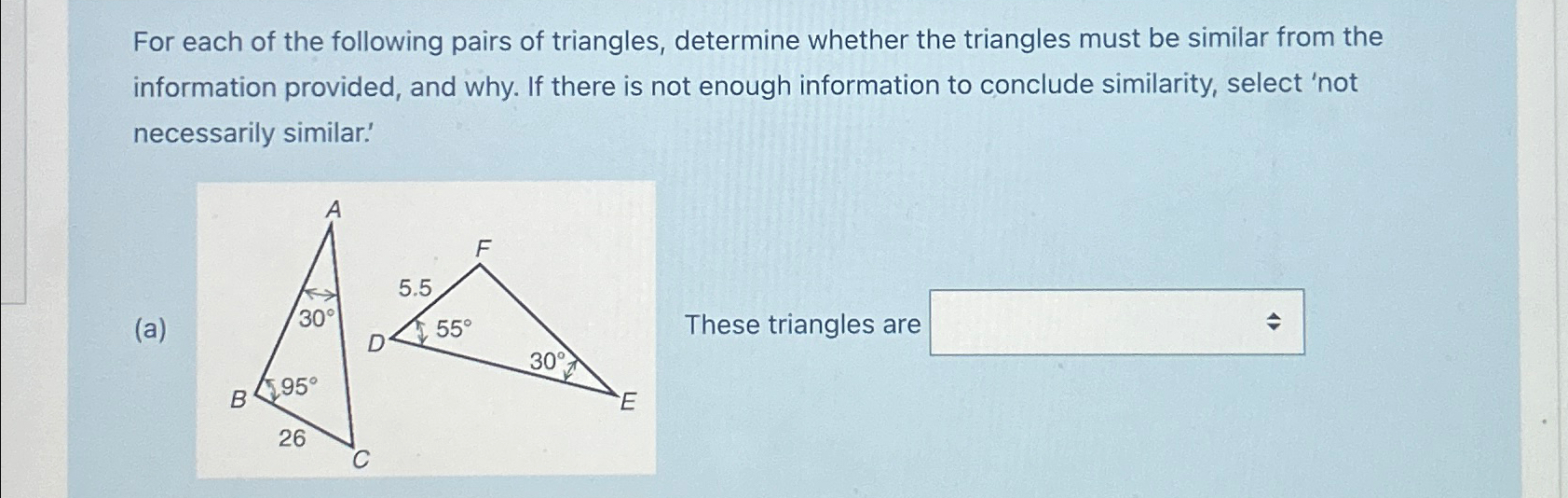 Solved For each of the following pairs of triangles, | Chegg.com