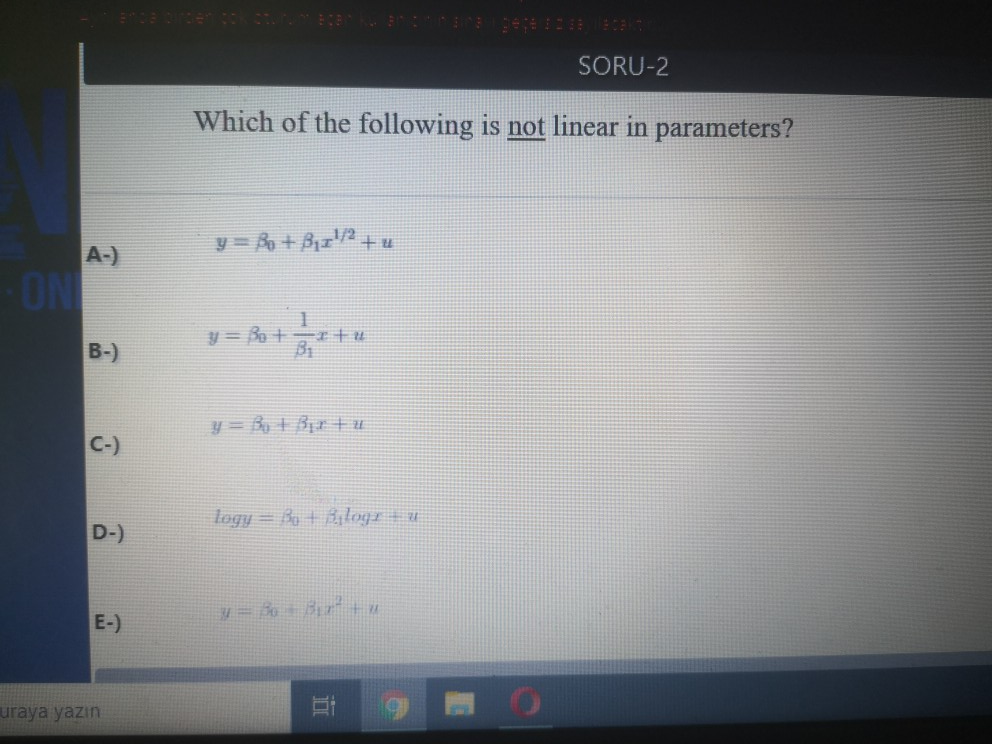 Solved SORU-1 Based on the following GRETL output, which one | Chegg.com