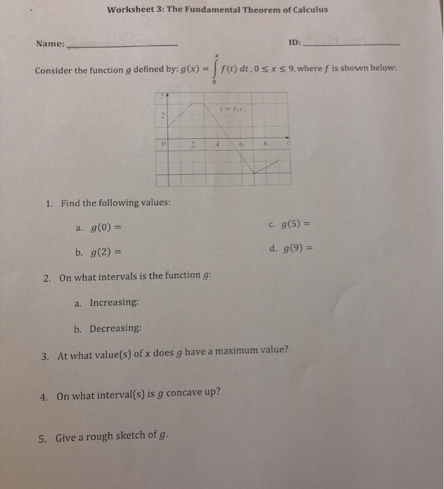 Solved Worksheet 3: The Fundamental Theorem of Calculus | Chegg.com