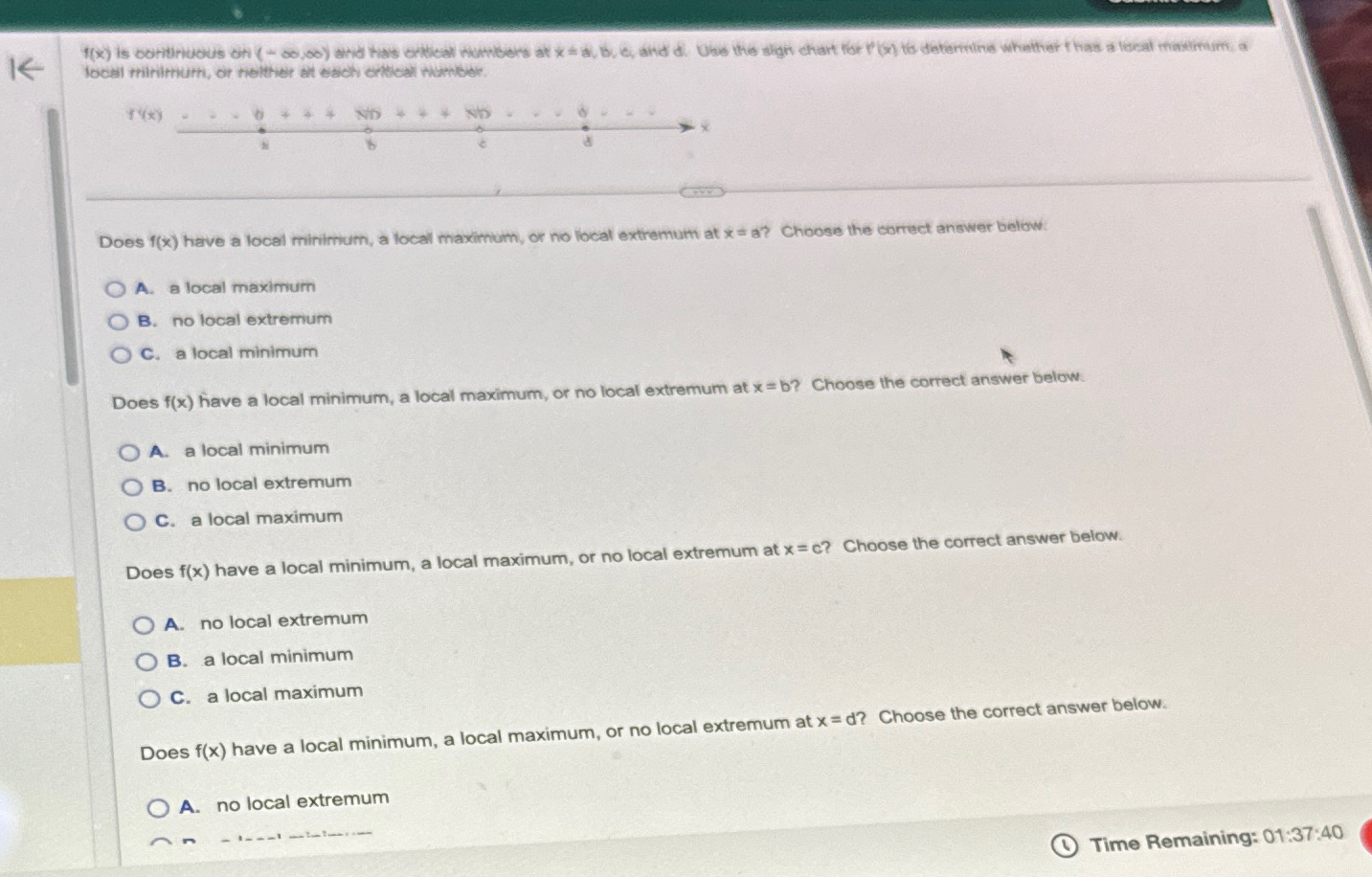 Solved local mithimurt, of tielther at each ontical | Chegg.com
