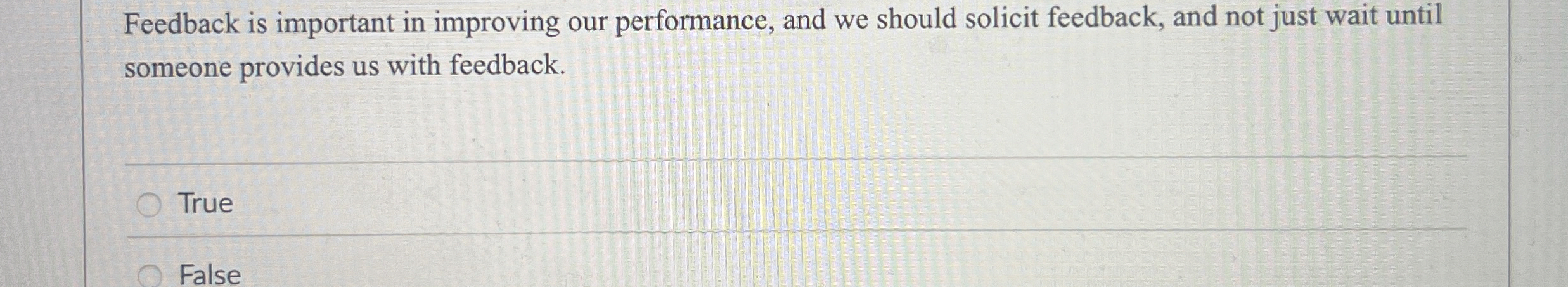Solved Feedback is important in improving our performance, | Chegg.com